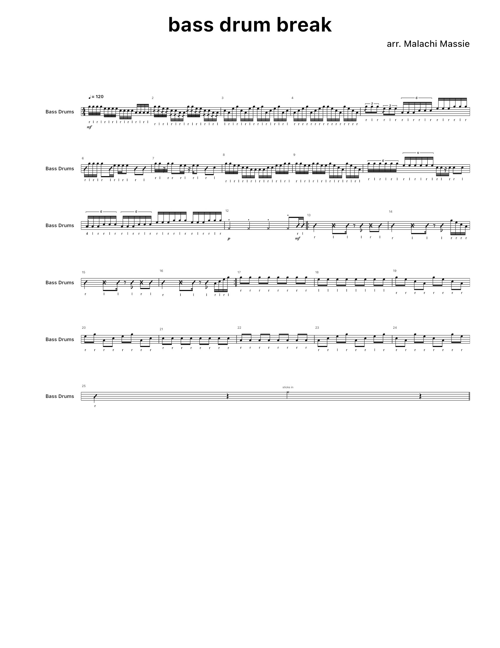 bass drum break - Drumline Designer