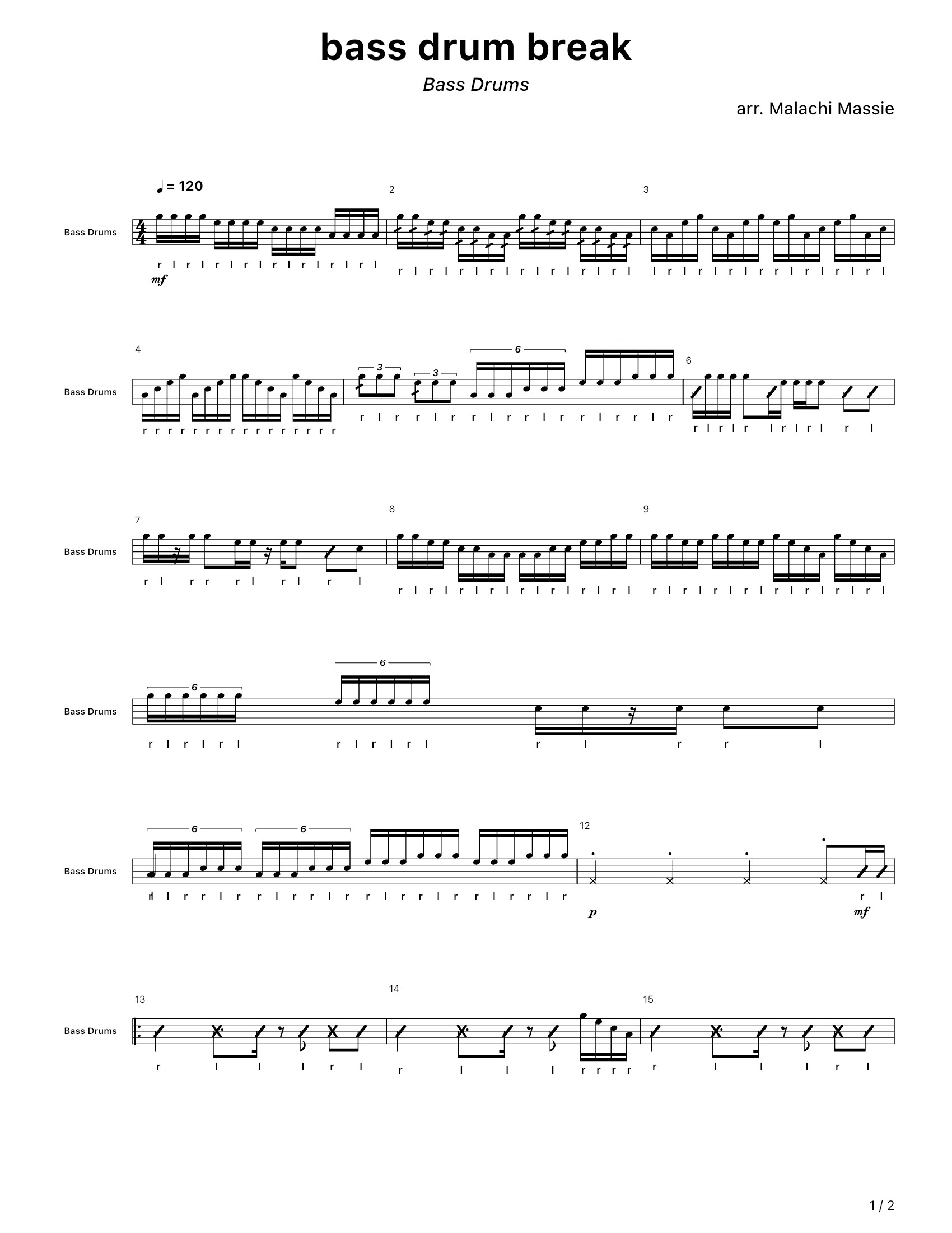bass drum break - Drumline Designer