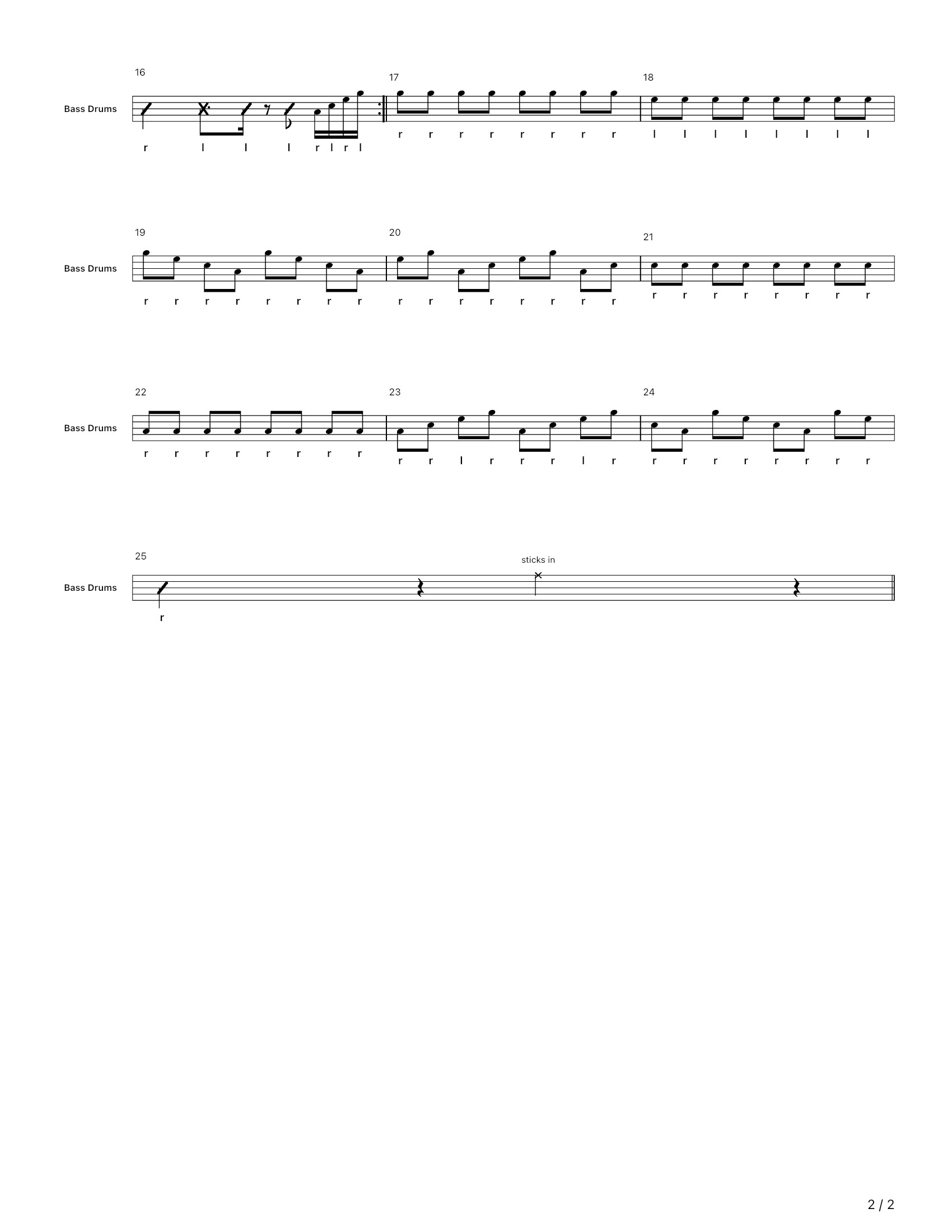 bass drum break - Drumline Designer